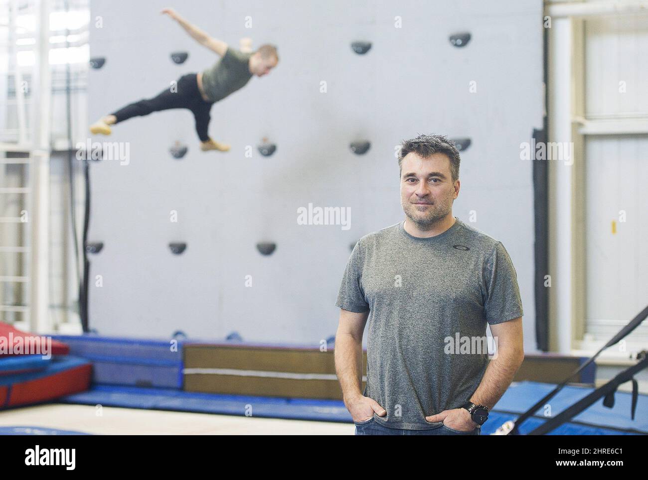 Former French freestyle skier Jean-Damien Climonet poses as performer ...