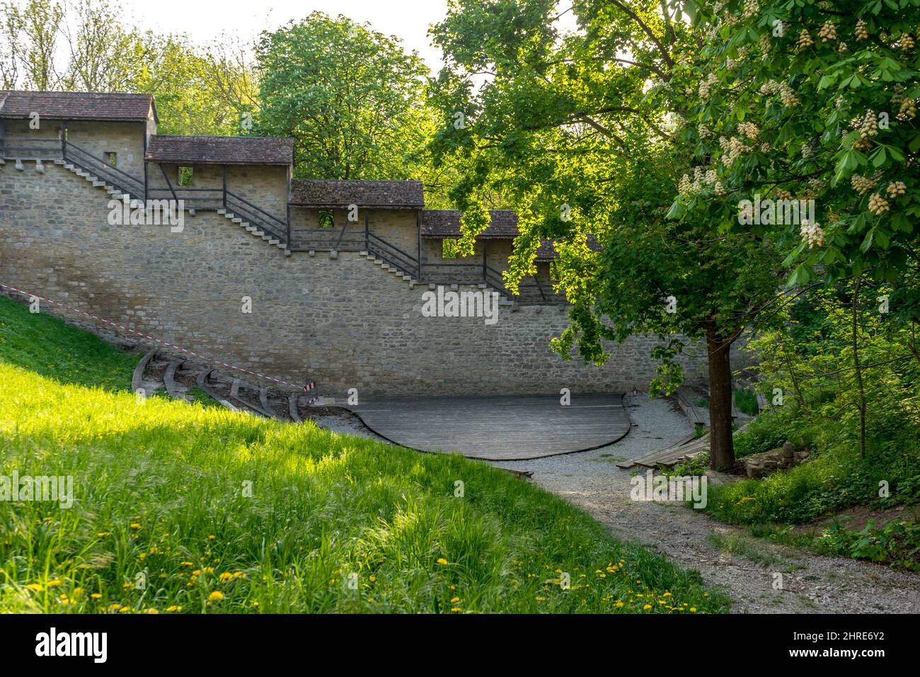 Backyard and the amphitheatre of the Stoeberlein Tower in Rothenburg ob ...