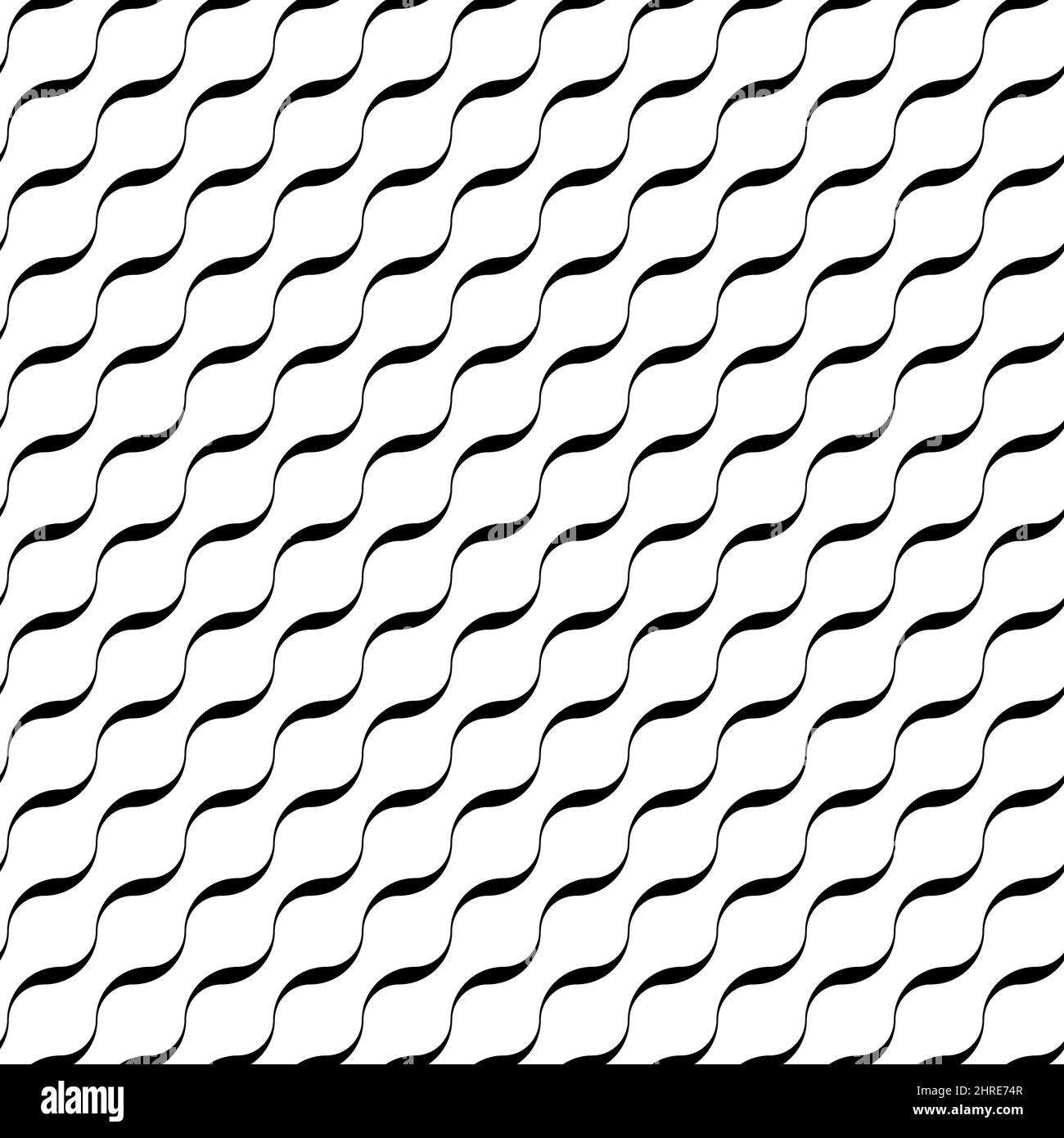 Abstract seamless pattern with black waves in diagonal arrangement on ...