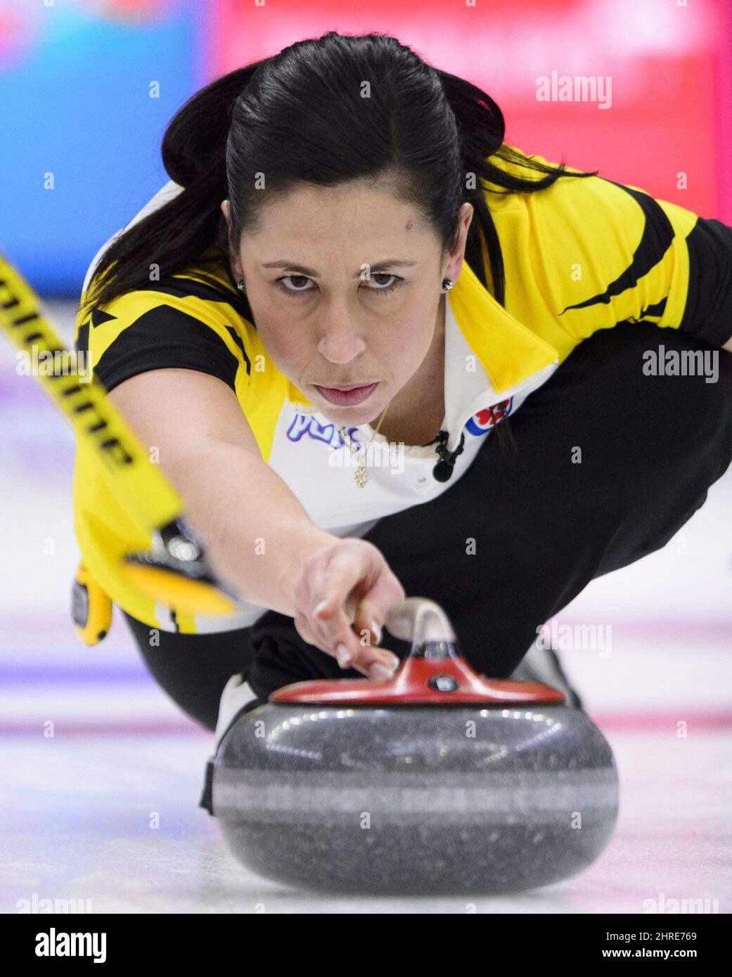 Manitoba second Jill Officer throws while taking on New Brunswick at ...