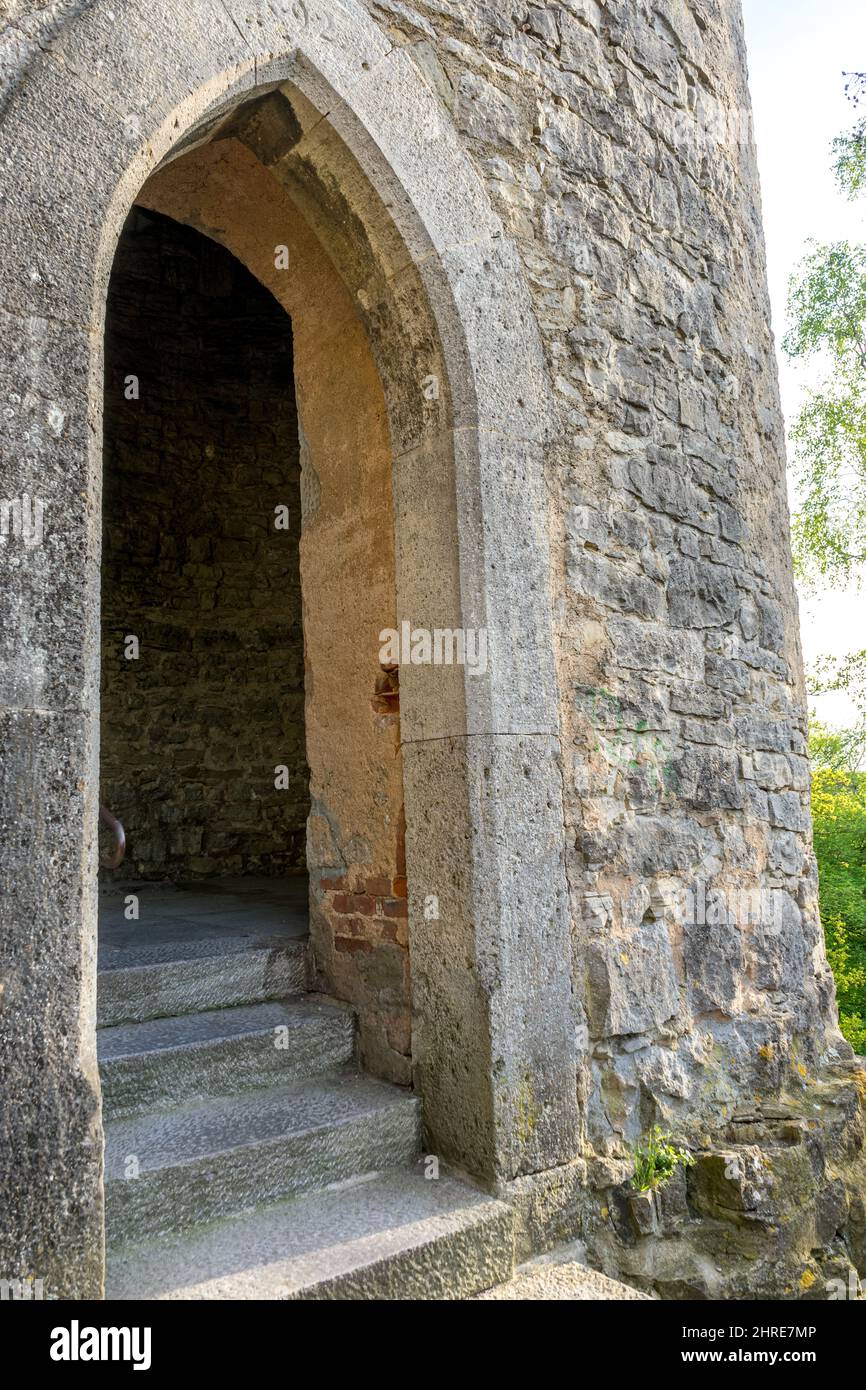 Vertical shot of an arch of an old building in Rothenburg ob der Tauber ...