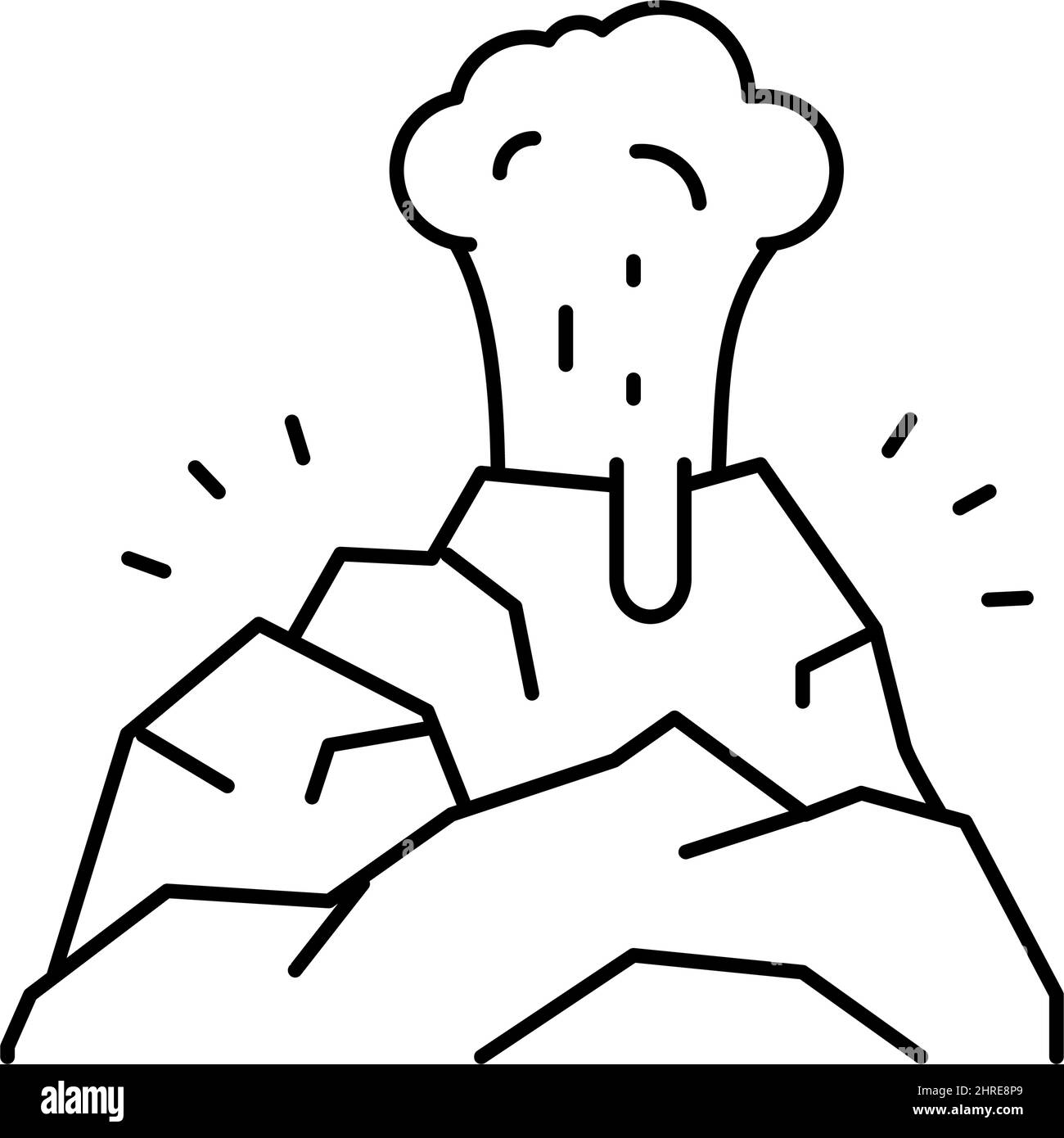 Volcano explosion icon outline Cut Out Stock Images & Pictures - Alamy
