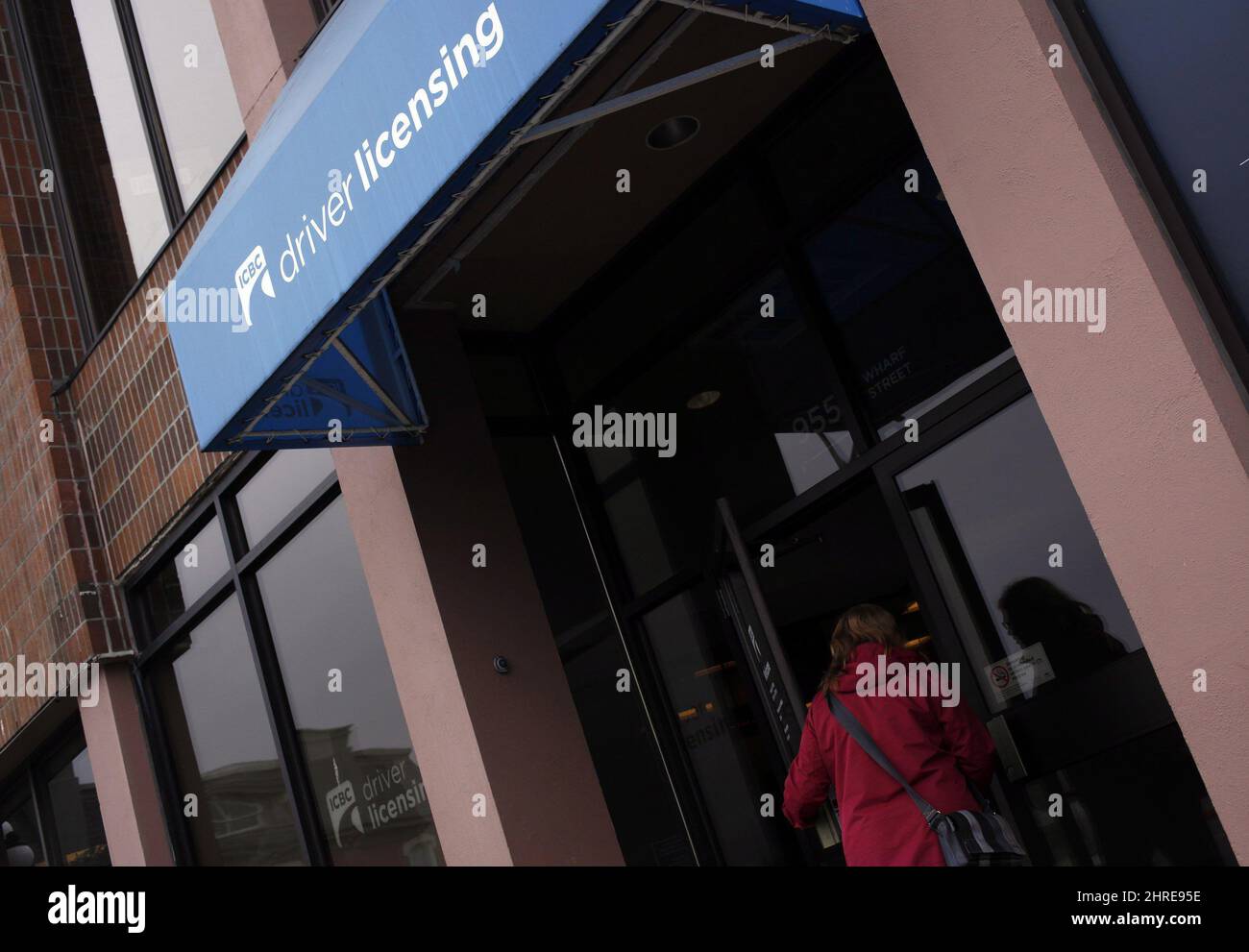 Signage for ICBC (Insurance Corporation of British Columbia) is shown ...