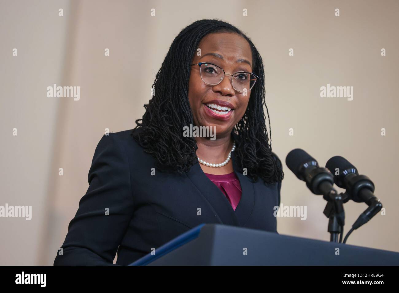 Judge Ketanji Brown Jackson speaks after President Joe Biden delivered ...