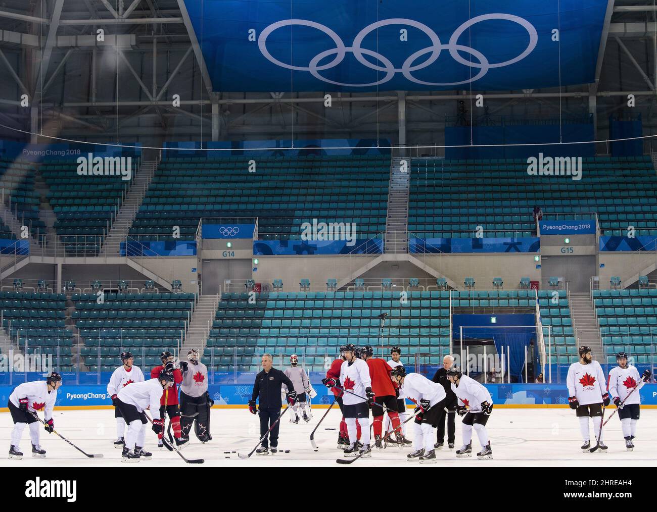 Canada's men's national hockey team practices during the Olympic Winter ...