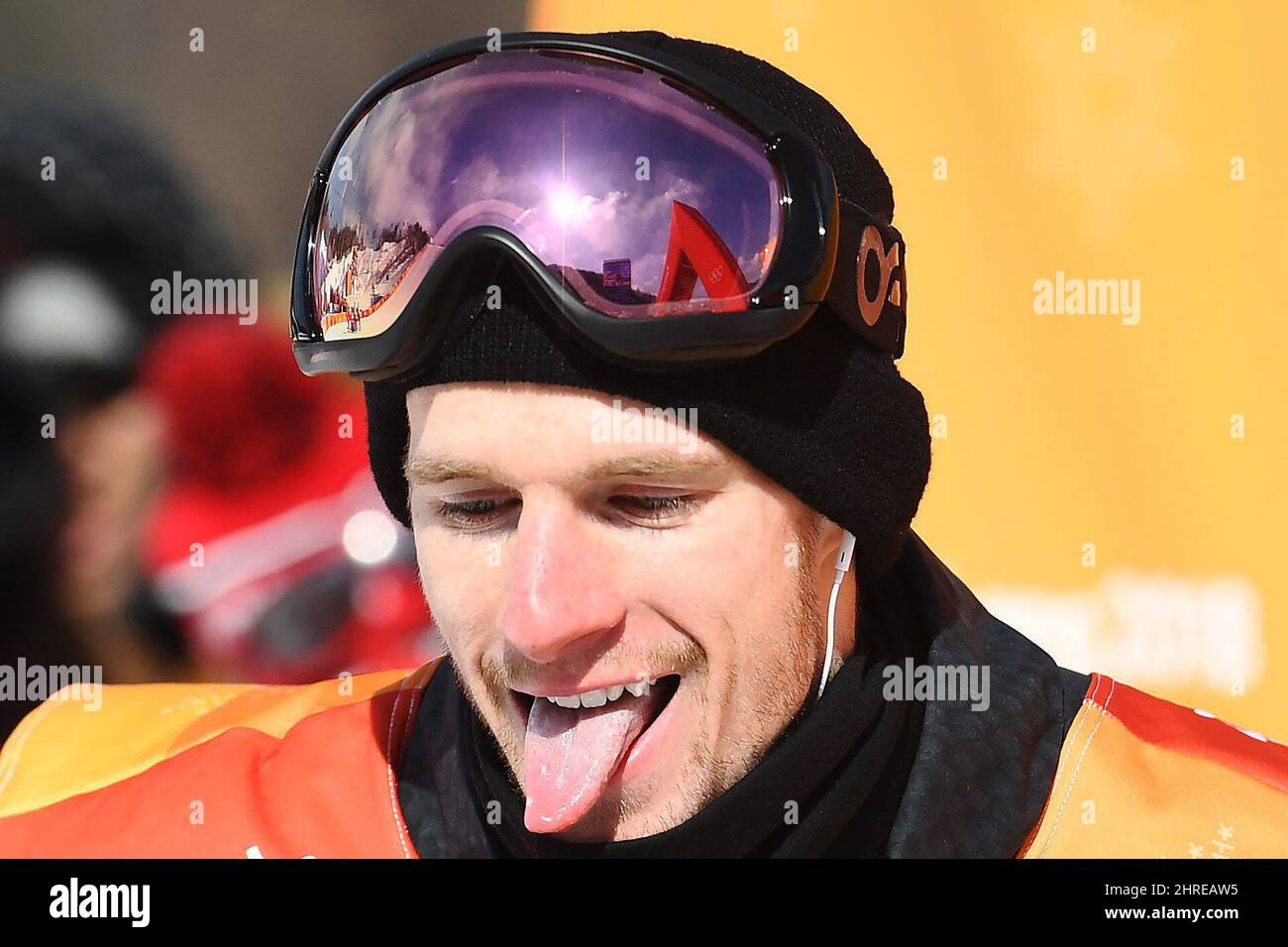 Max Parrot of Canada celebrates his silver medal in the men's snowboard ...