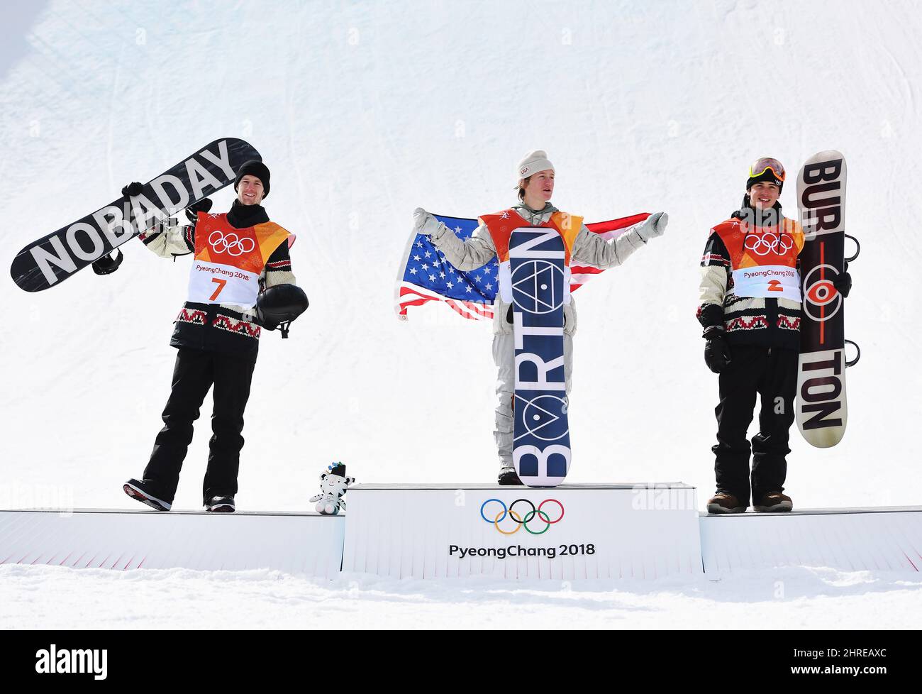 Gold medalist Redmond Gerard of the USA, centre, celebrates with silver ...