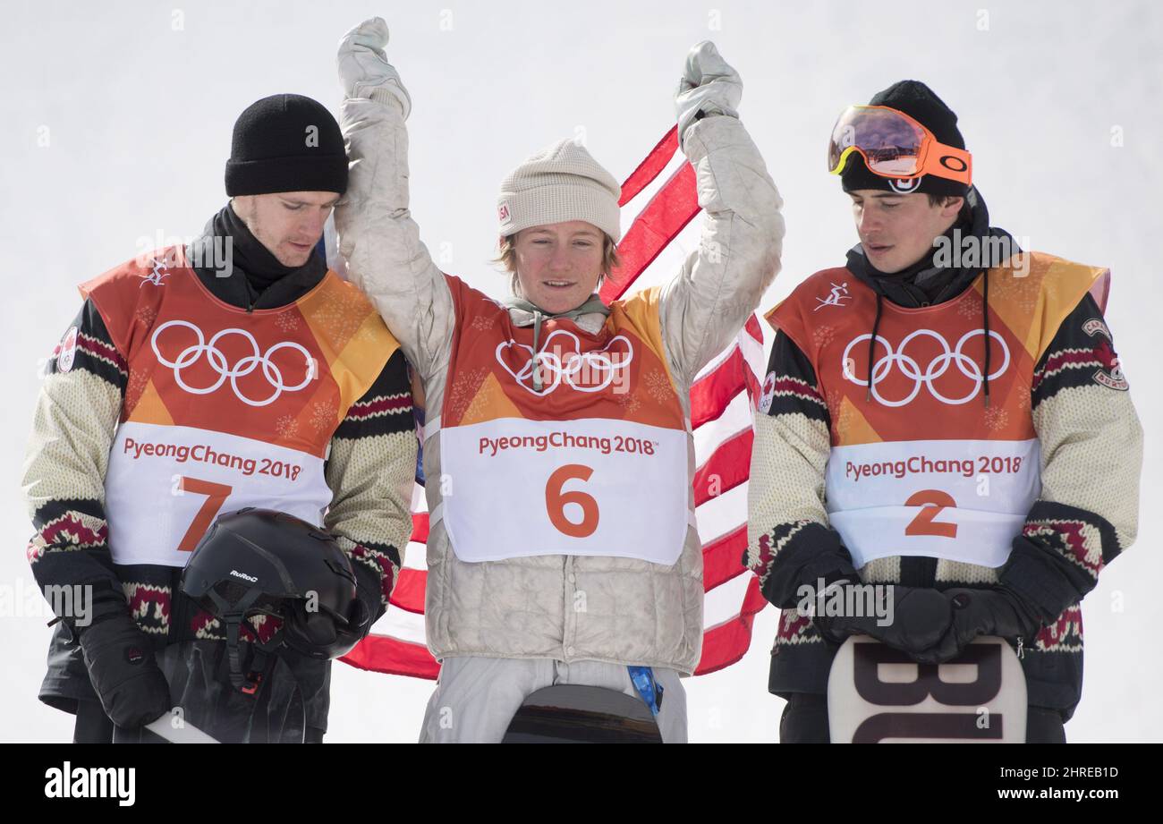 Gold medalist Redmond Gerard of the USA, centre, celebrates with silver ...