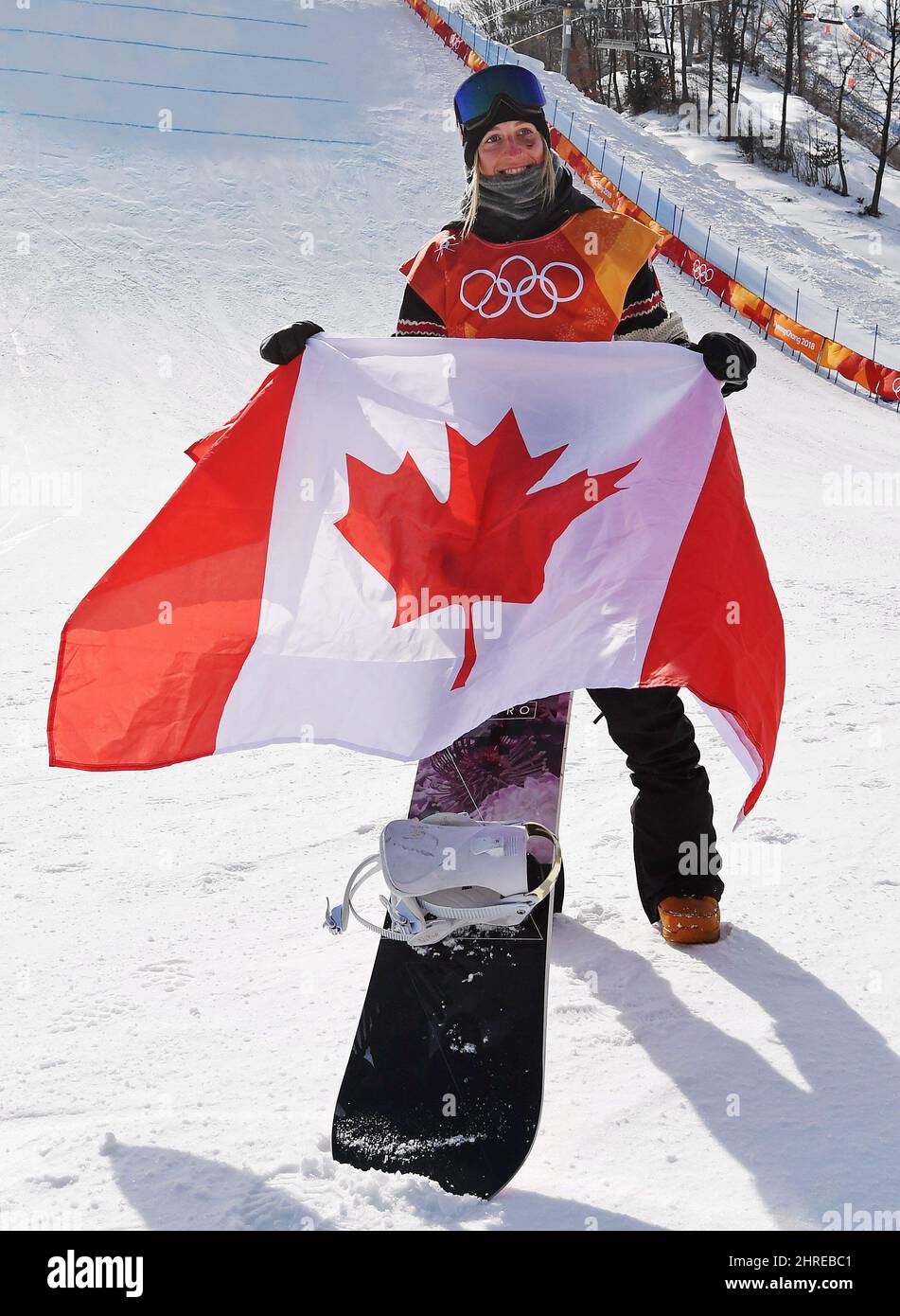 Laurie Blouin of Canada celebrates her silver medal in the women's ...