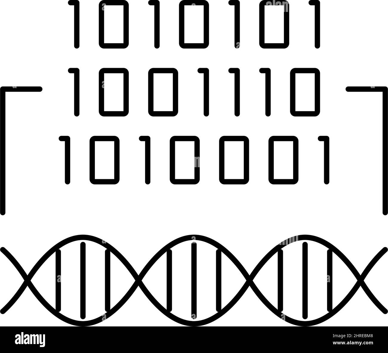 binary code genetic information line icon vector illustration Stock ...
