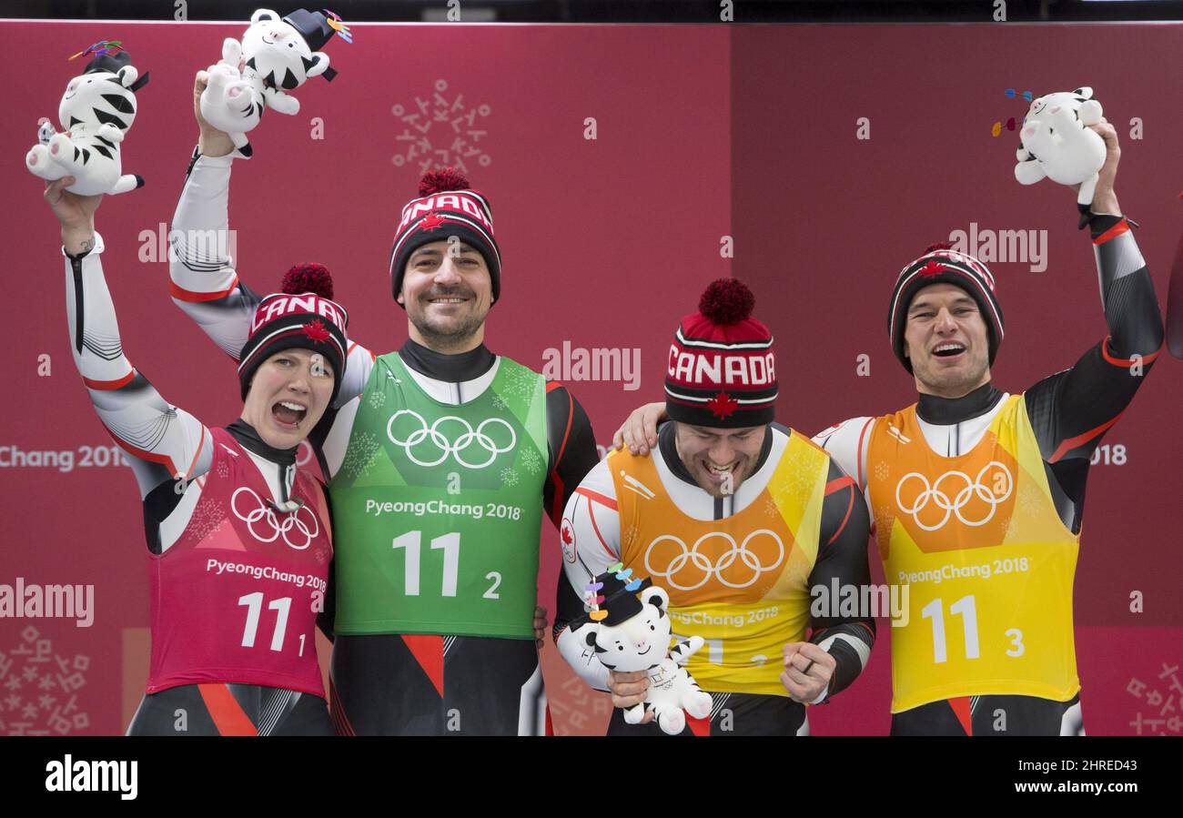 Canadian lugers Alex Gough, Sam Edney, Tristan Walker and Justin Snith ...