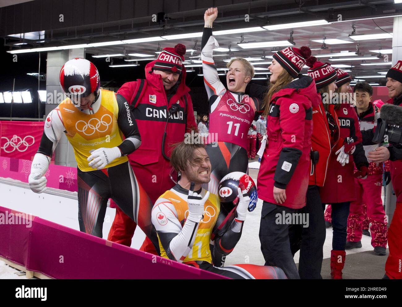 Canadian lugers Alex Gough, Sam Edney, Tristan Walker and Justin Snith ...