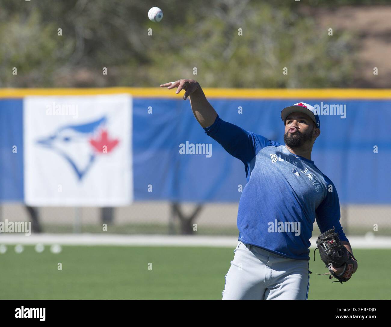 Toronto Blue Jays second baseman Devon Travis throws at Spring Training ...