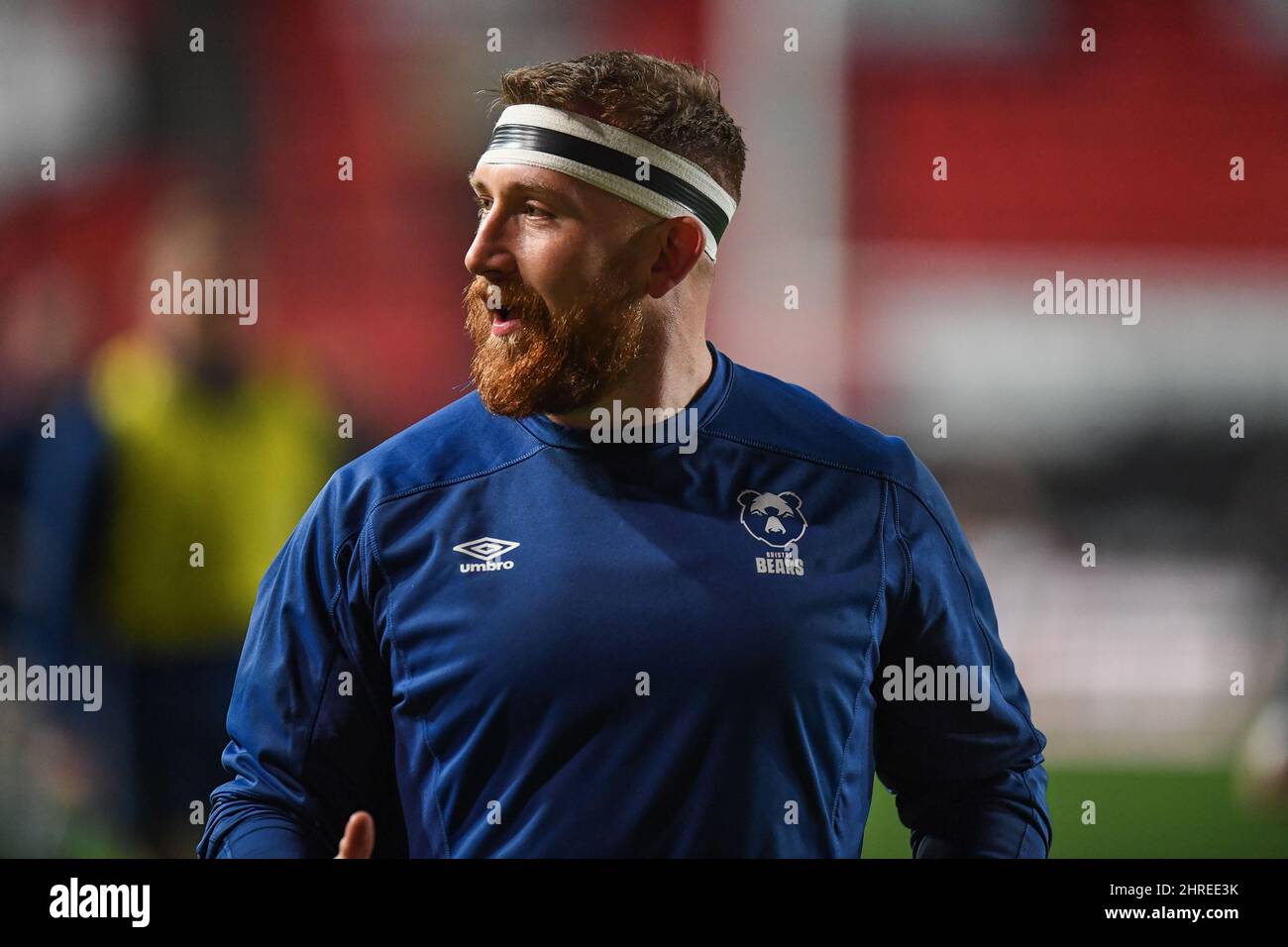 Jake Woolmore of Bristol Bears, during the pre-game warmup for his ...