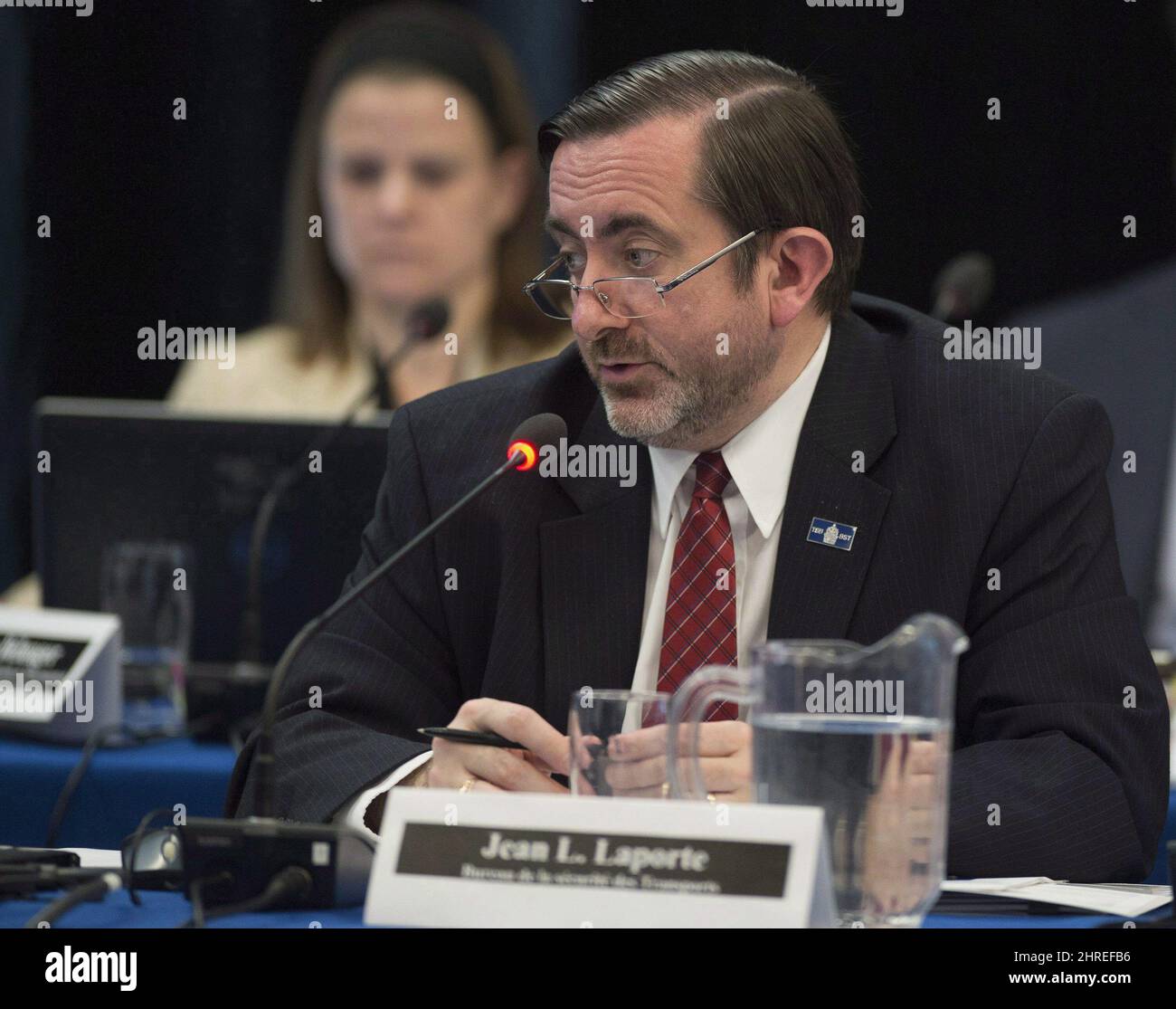 Jean Laporte of the Transportation Safety Board speaks at an ...