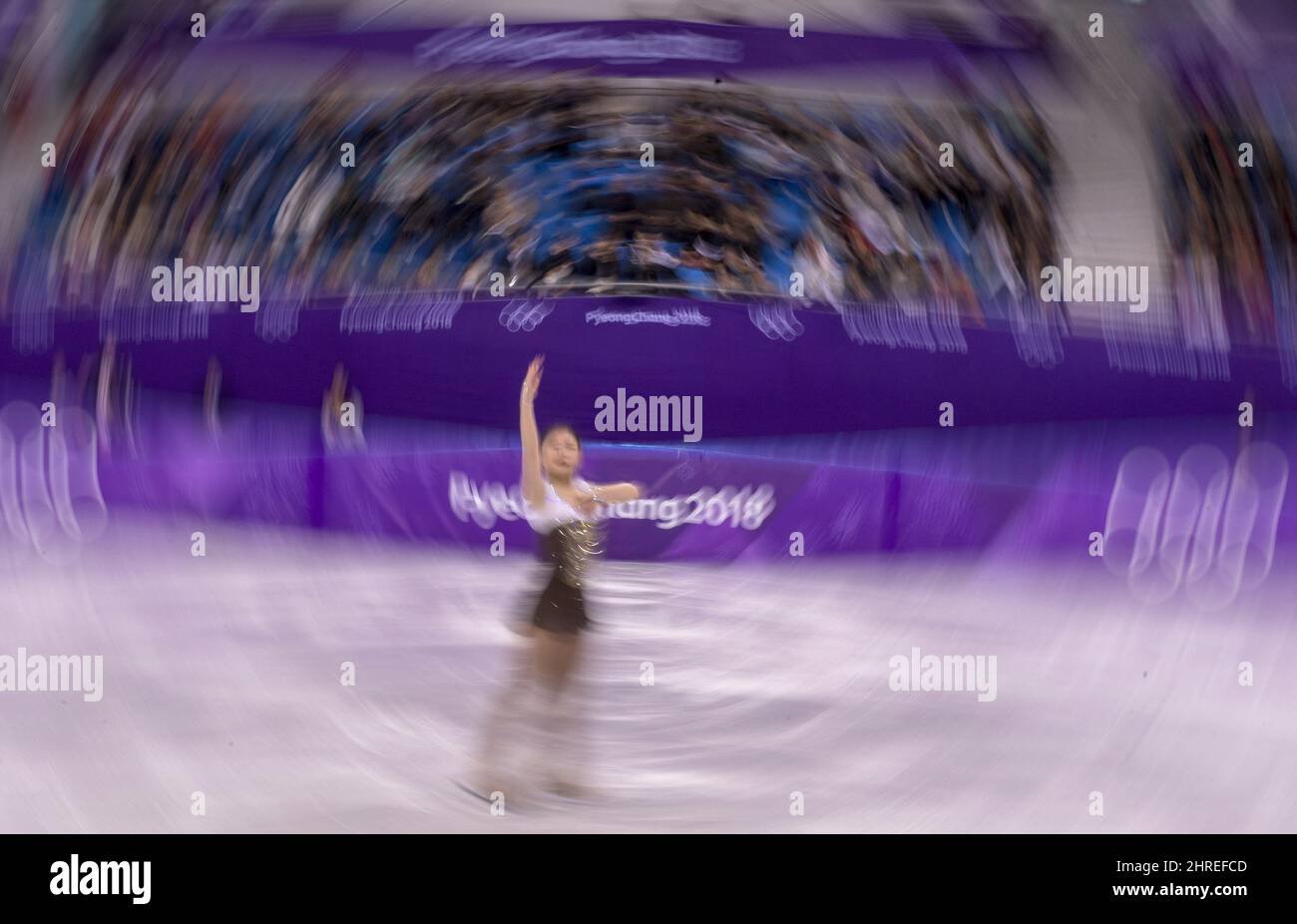 Kim Hanul of Korea performs in the women's figure skating short program ...