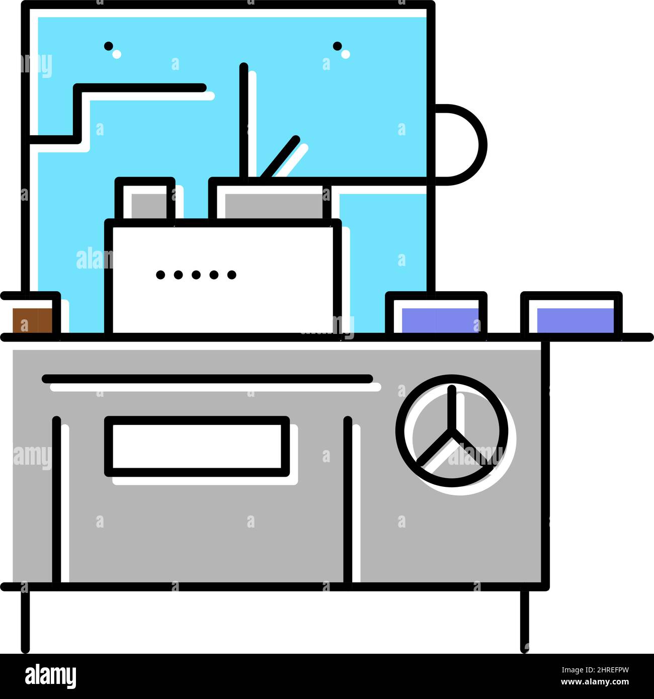 chocolate prepare automatical machine color icon vector illustration ...