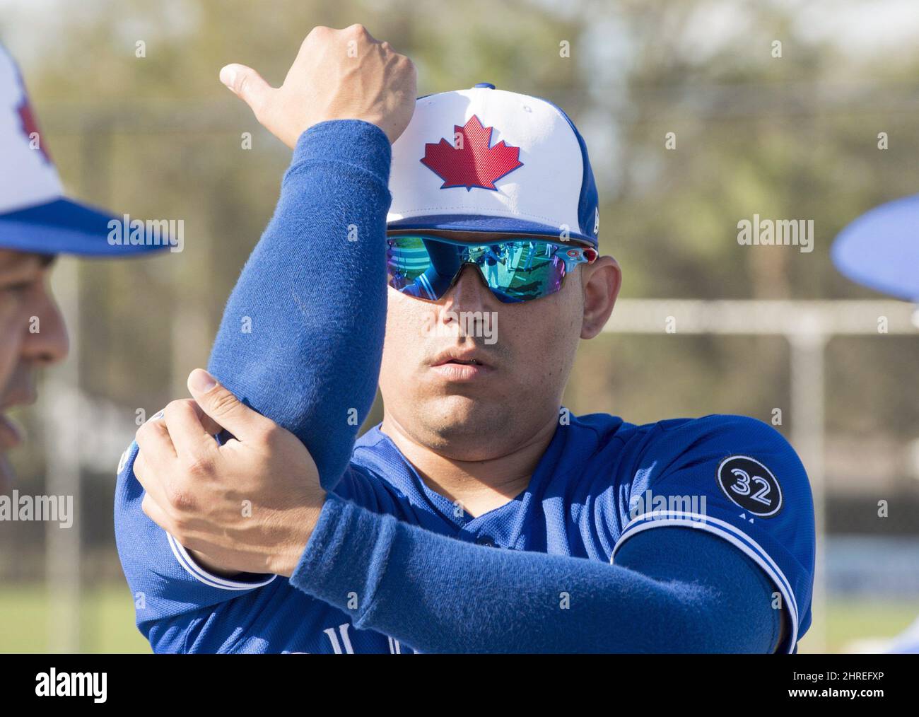 Toronto Blue Jays relief pitcher Roberto Osuna warms up at spring ...