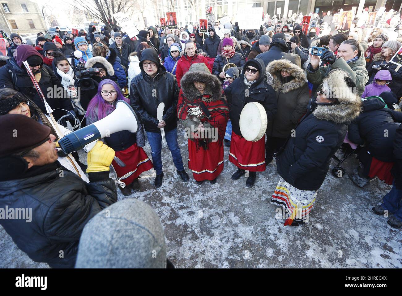 Family and supporters of Thelma Favel,, centre, Tina Fontaine's great ...