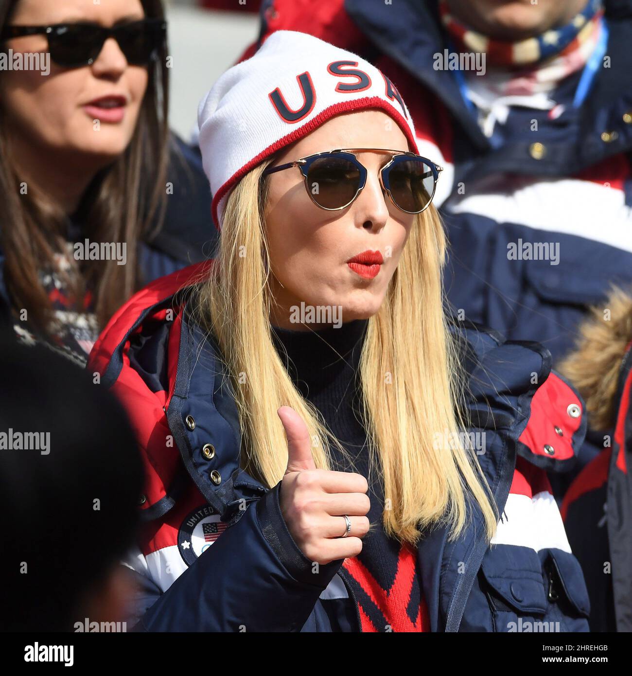 U.S. President Donald Trump's daughter Ivanka gives a thumbs up as she ...
