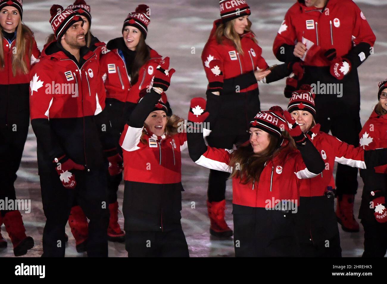 Canadian athletes enter the stadium during the closing ceremonies at ...