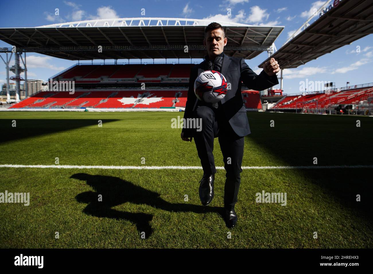 Canada men's national soccer team newly-announced coach John Herdman poses for a picture at BMO ...