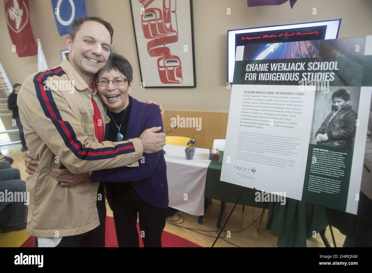 Patrick Downie and Pearl Wenjack attend the opening of the Chanie ...