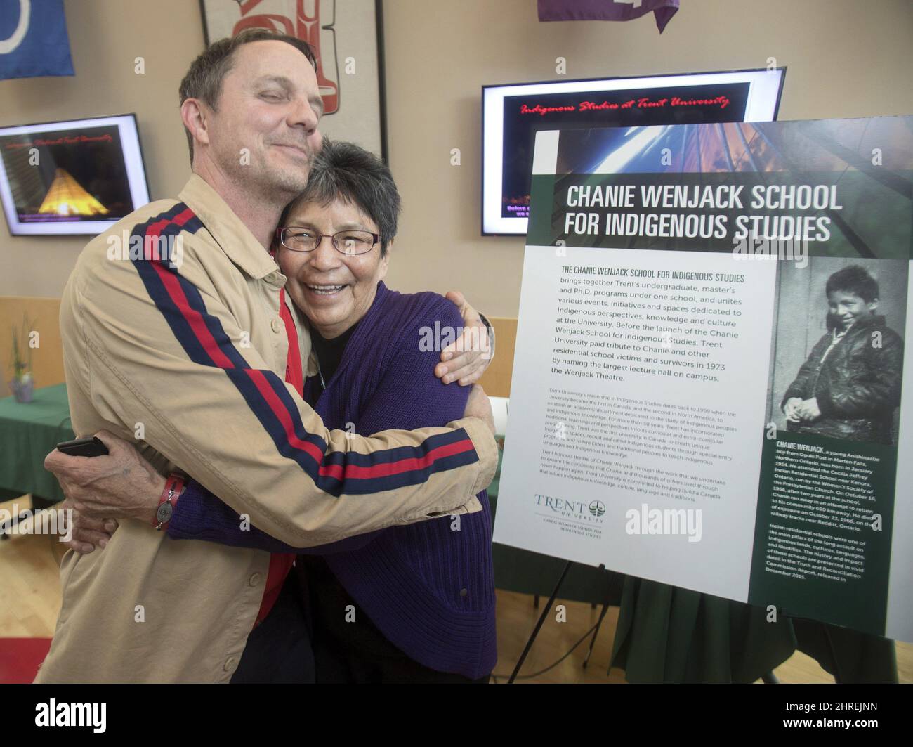 Patrick Downie and Pearl Wenjack attend the opening of the Chanie ...
