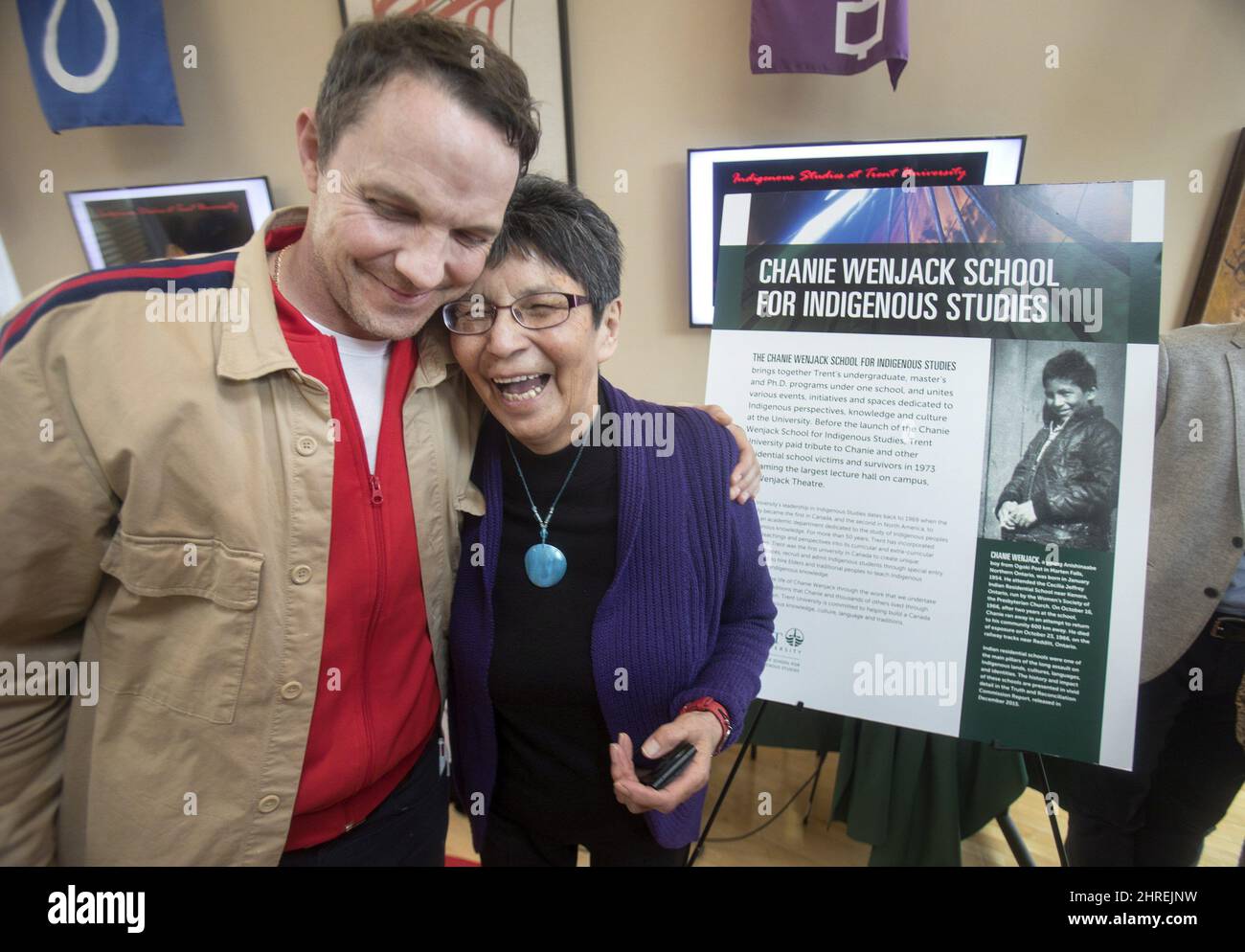 Patrick Downie and Pearl Wenjack attend the opening of the Chanie ...