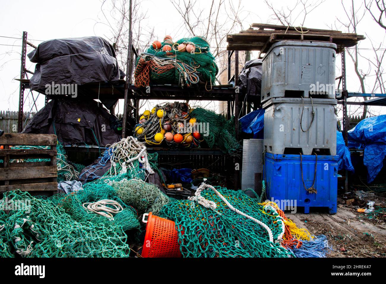 Commercial Fishing Nets on Dock Stock Photo - Alamy