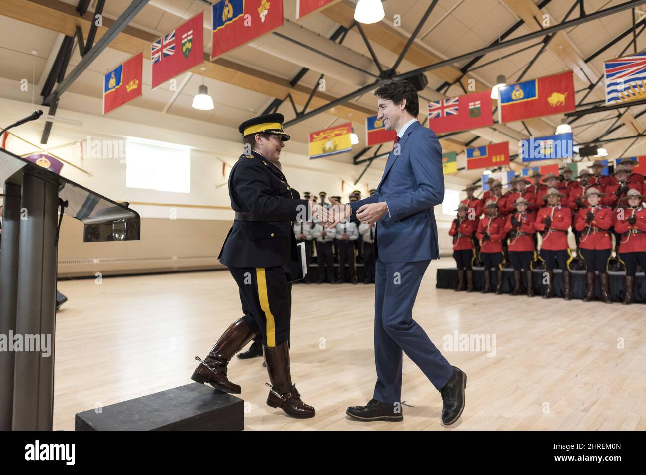 Brenda Lucki, left, is congratulated by Prime Minister Justin Trudeau ...