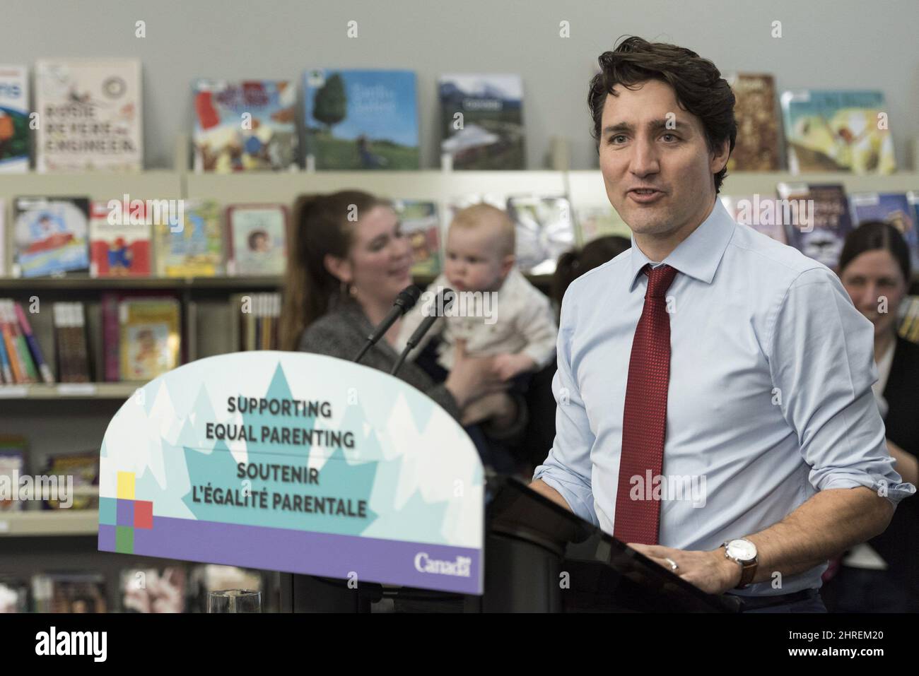 Prime Minister Justin Trudeau speaks during a press event at George ...