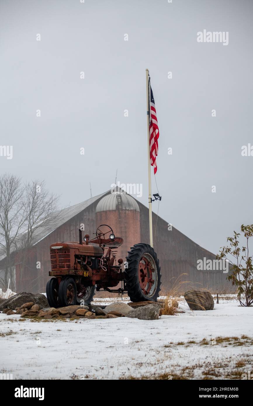 Tractor and Flag Stock Photo - Alamy