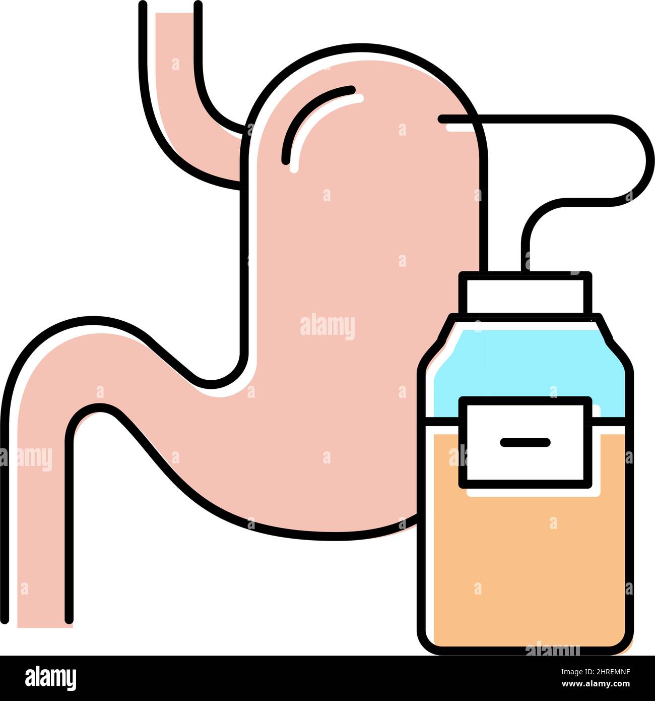 nephrostomy disease, esophagus brought into bag color icon vector ...