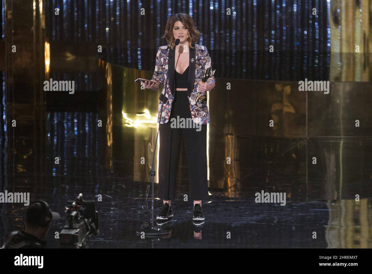 Elise Bauman accepts the Cogeco Fund Award at the Canadian Screen ...