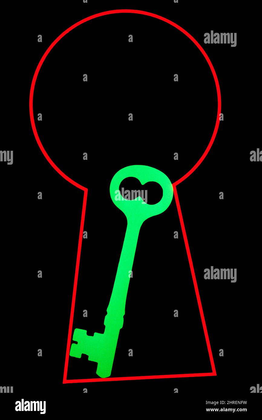 1990s GRAPHIC OF KEY LEANING IN KEYHOLE - ks32476 GER002 HARS VICTORY ...