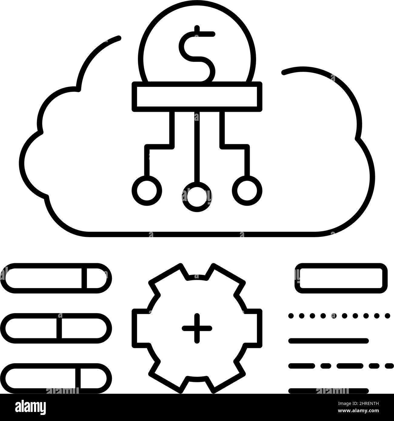 cost researching company and processing line icon vector illustration ...