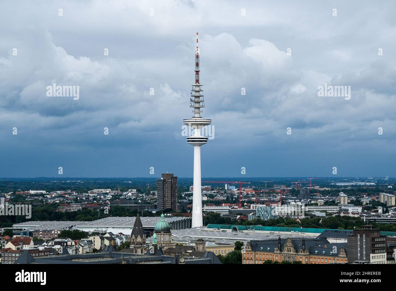 Aerial view of the cityscape of Hamburg with the TV tower from the St ...