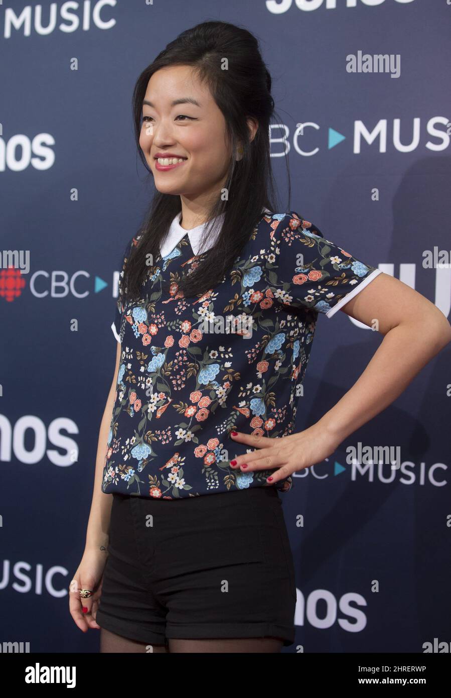 Andrea Bang arrives on the red carpet at the Juno Awards in Vancouver ...