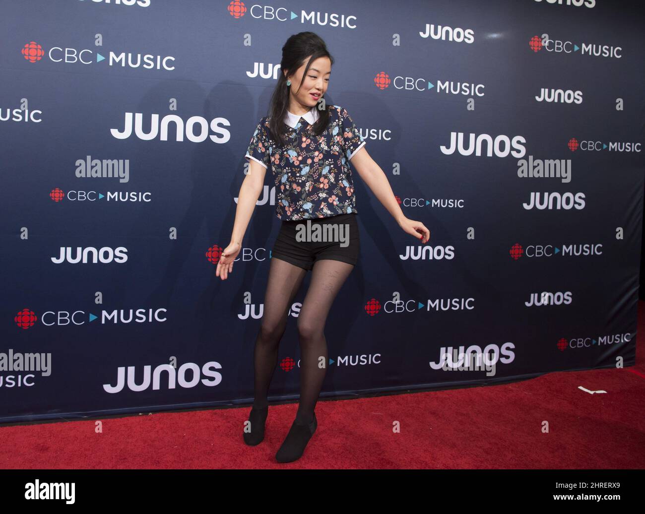 Andrea Bang arrives on the red carpet at the Juno Awards in Vancouver ...