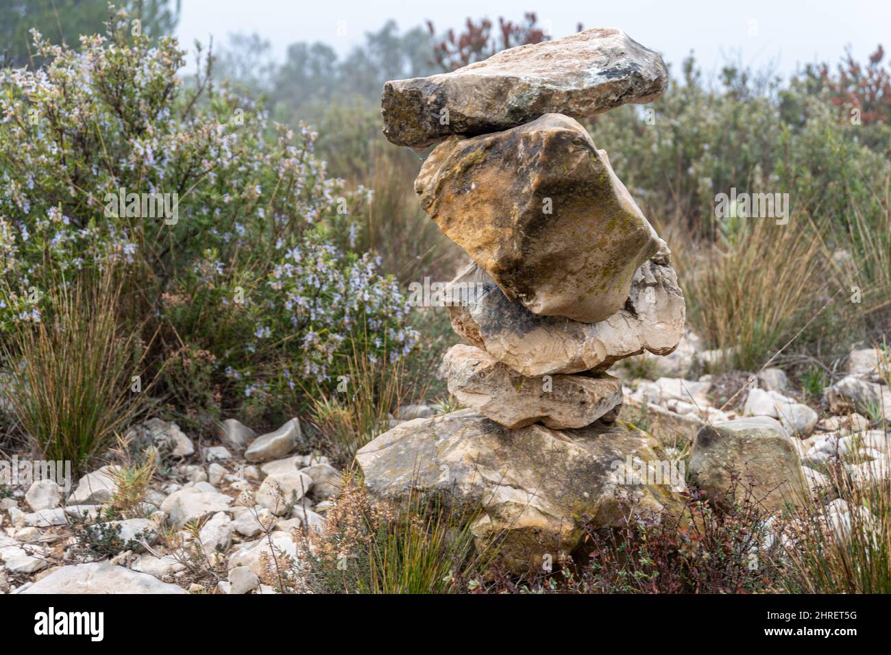 Selective of a pile of stones in a field Stock Photo - Alamy