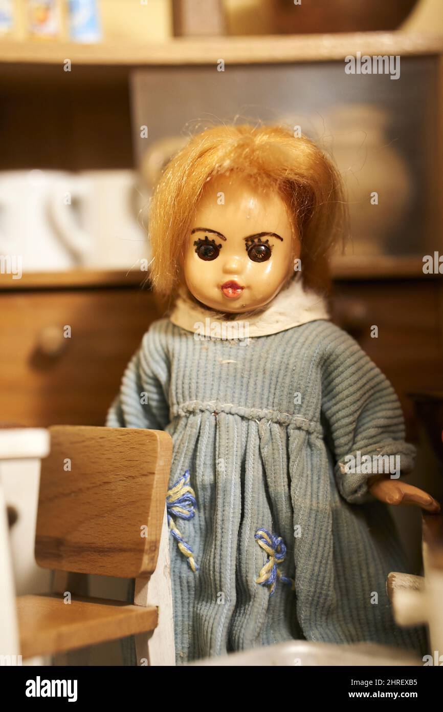 Old school girl doll in the toy museum Stock Photo - Alamy