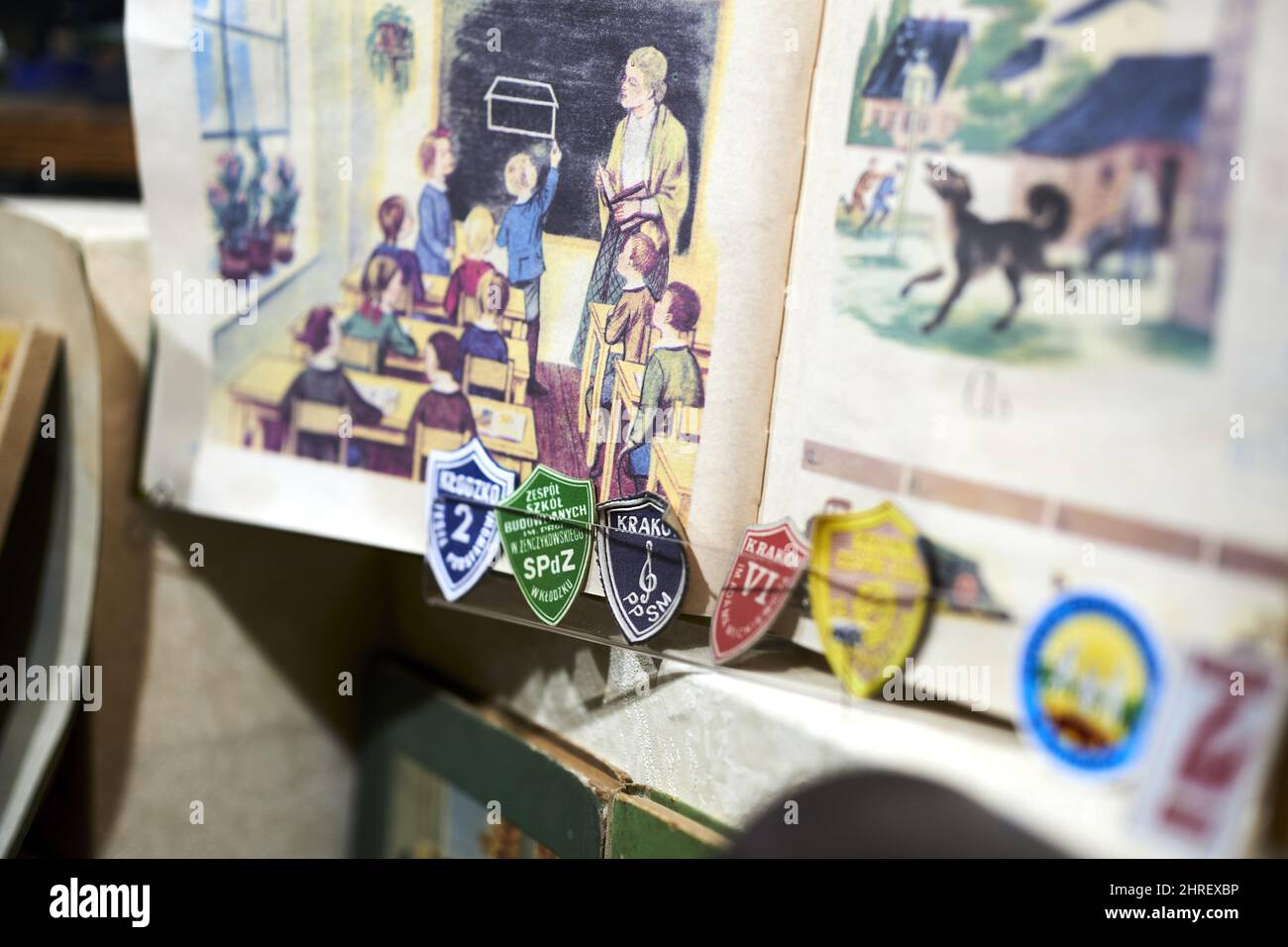 Open page of an old Polish book in the toy museum Stock Photo - Alamy