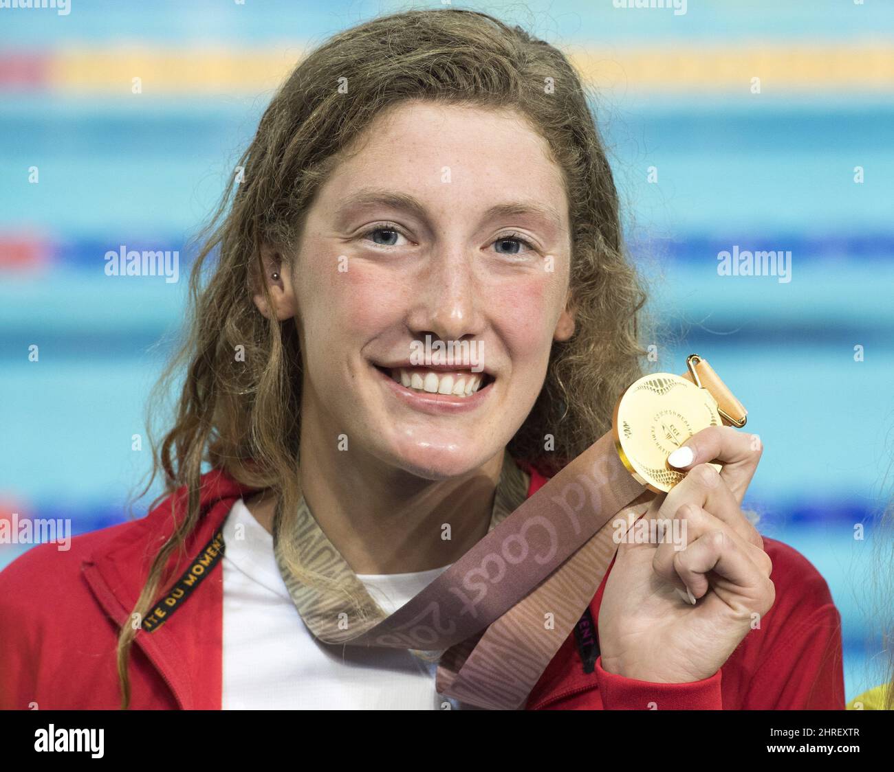 Canada's Taylor Ruck holds her gold medal in the women's 200m freestyle ...