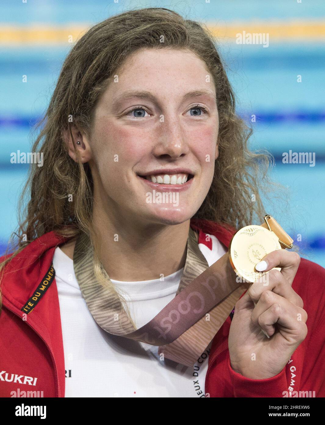 Canada's Taylor Ruck holds her gold medal in the women's 200m freestyle ...