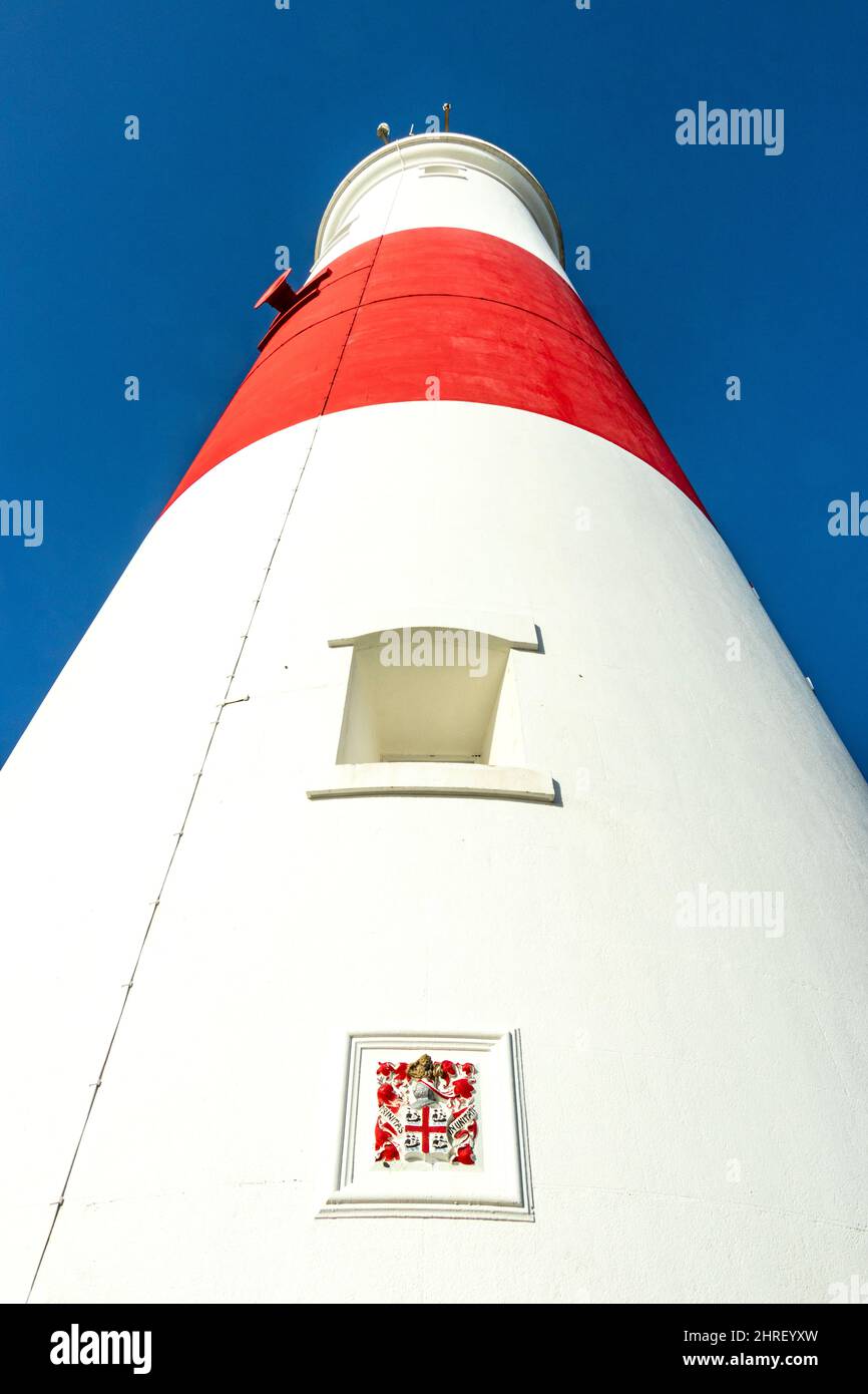 Red and white striped lighthouse on the Isle of Portland, Portland Bill ...