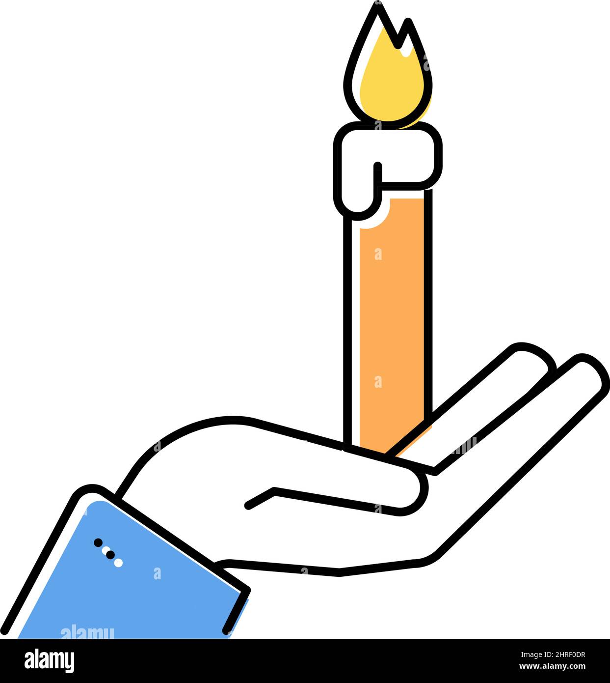 hand holding burning candle color icon vector isolated illustration ...