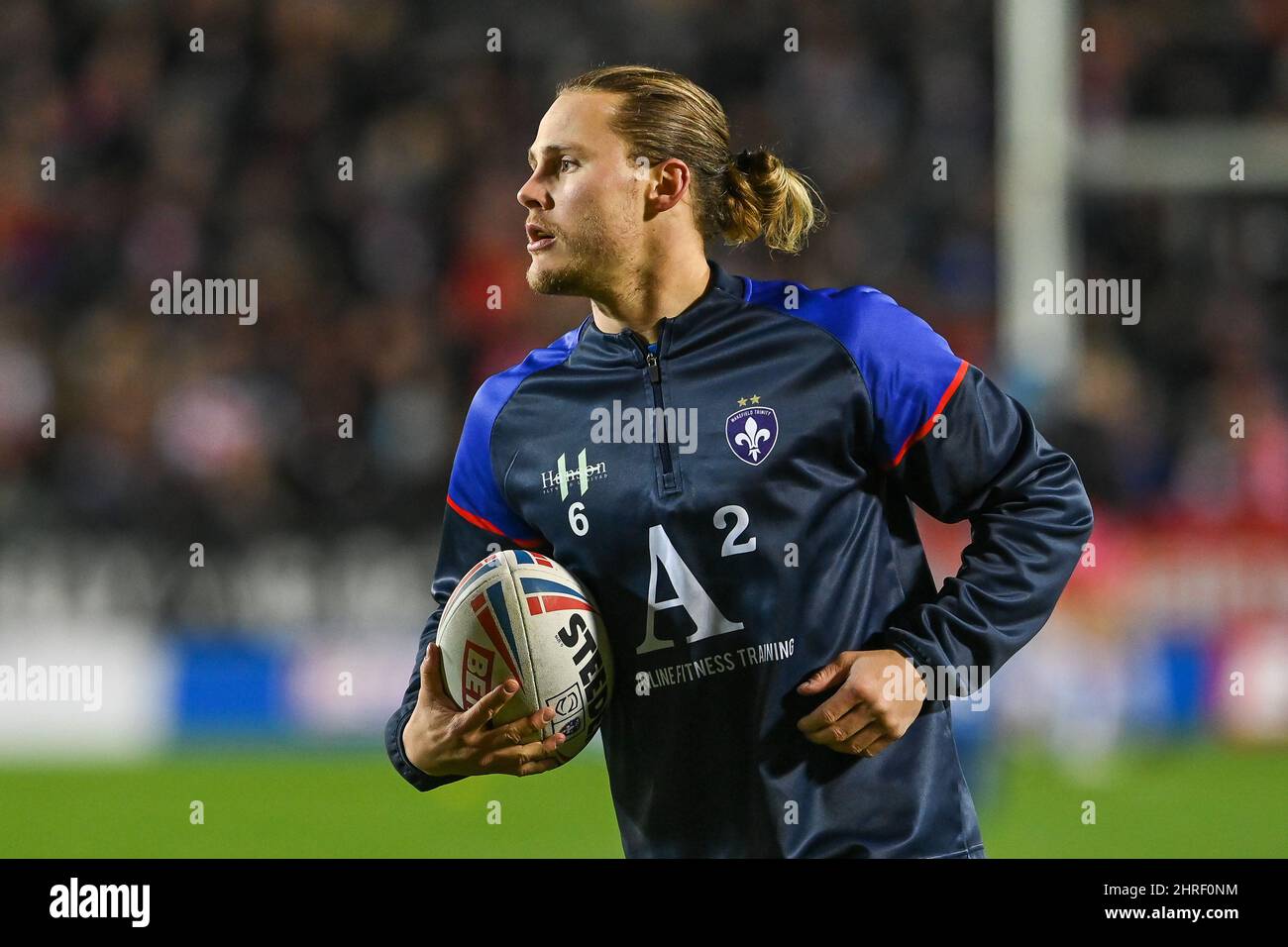 Jacob Miller #6 of Wakefield Trinity during pre match warm up Stock ...
