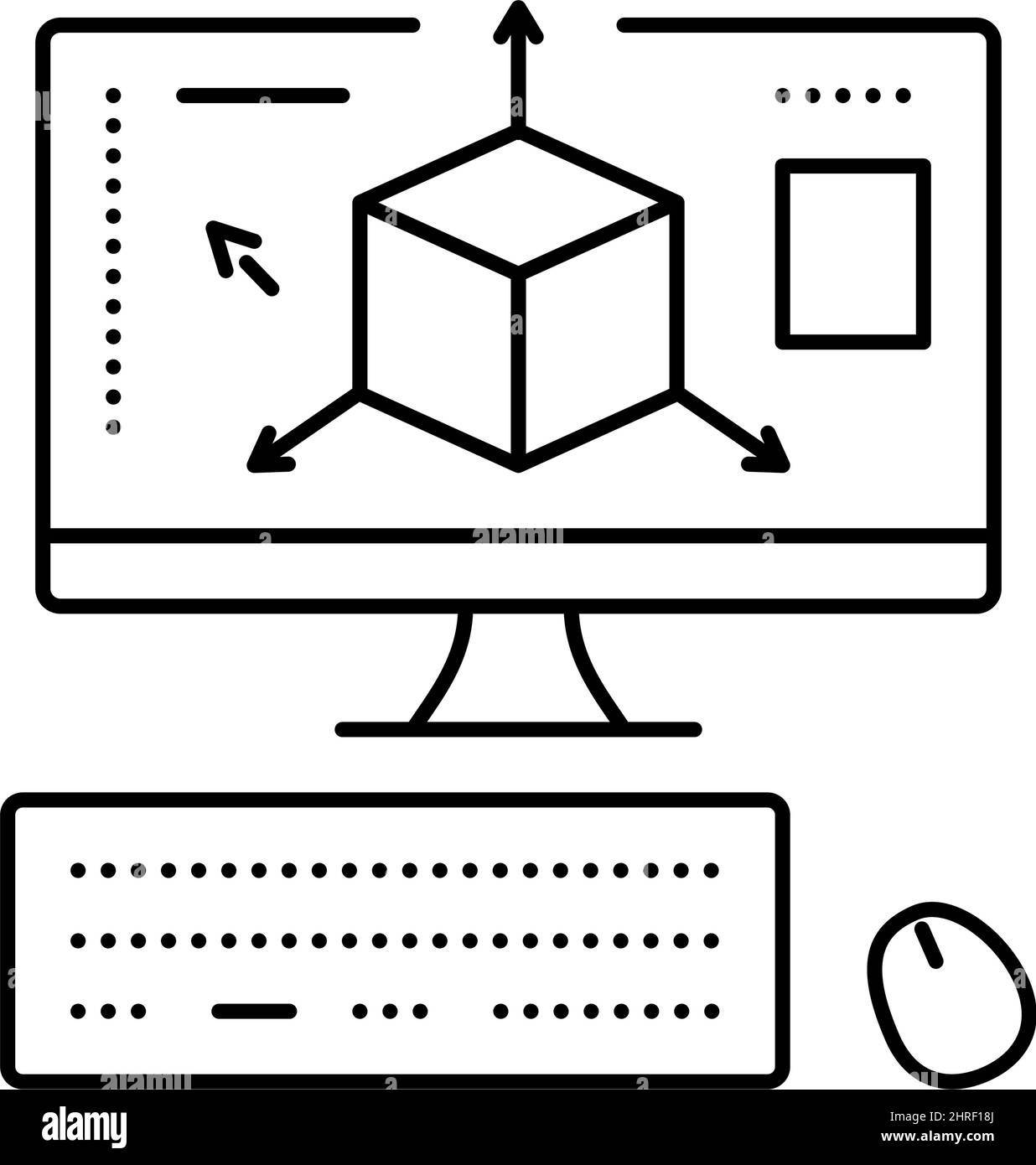 3d modeling line icon vector illustration Stock Vector Image & Art - Alamy