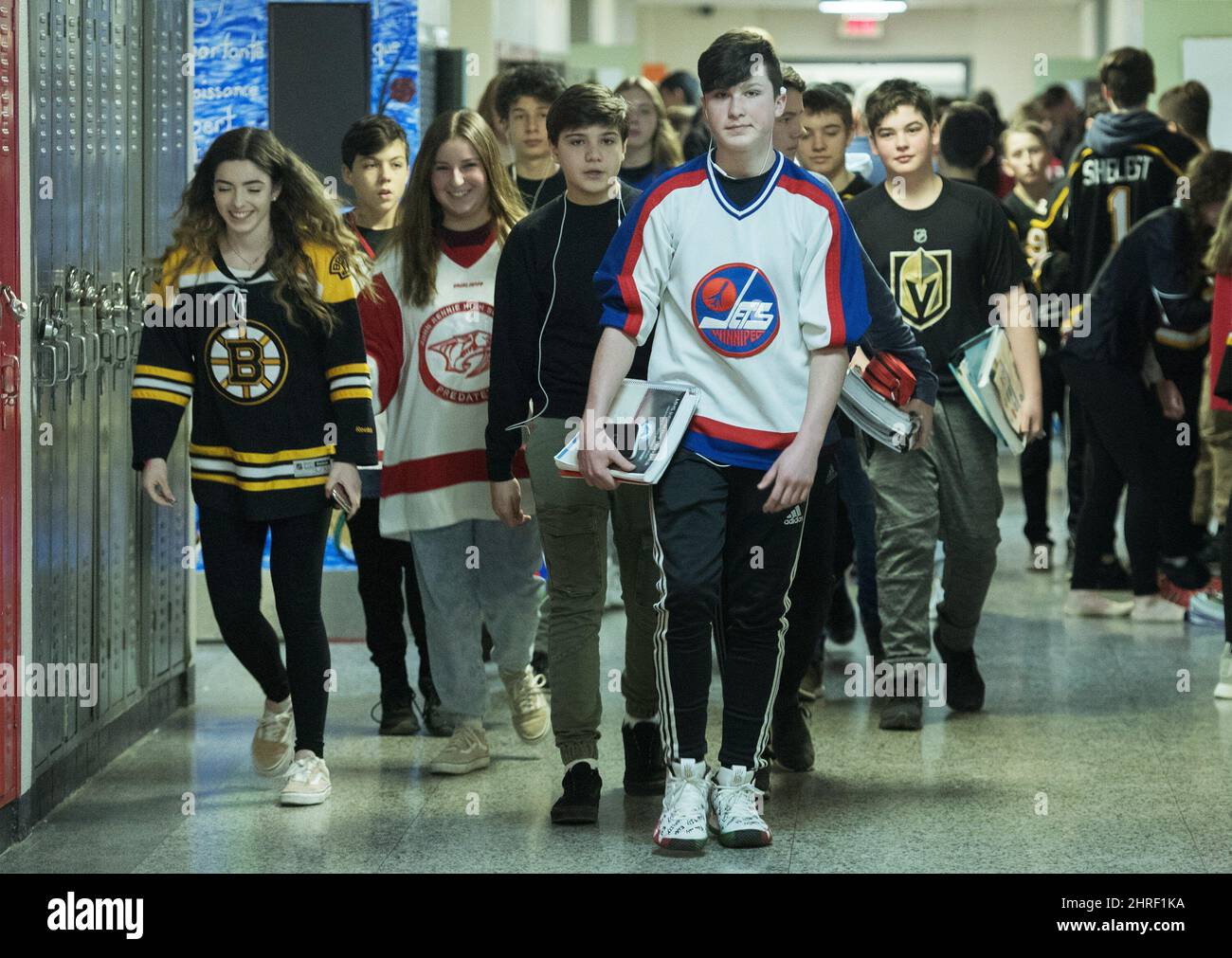 John Rennie high school students wear jersey's at their school in ...